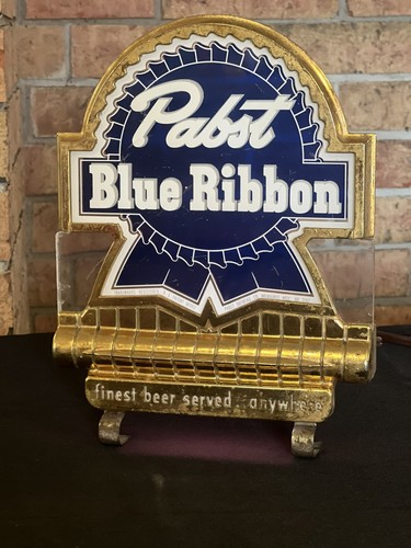 Vintage Pabst Blue Ribbon Beer Lighted Bar Register Advertising Sign ...