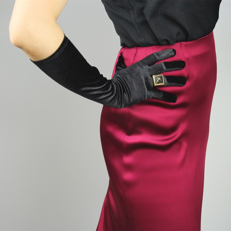 Stretchy Satin Silk Gloves Opera Evening Elbow Wrist Long Short Hepburn ...