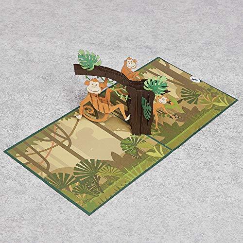 Monkey Pop Up Card, Blank Monkey Card, Monkey 3D Card, Monkey Gift ...