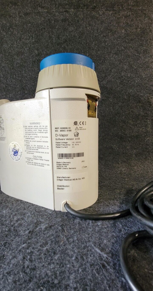 BAXTER DRAGER D-VAPOR DESFLURANE VAPORIZER SOFTWARE VERSION 2.03 | eBay