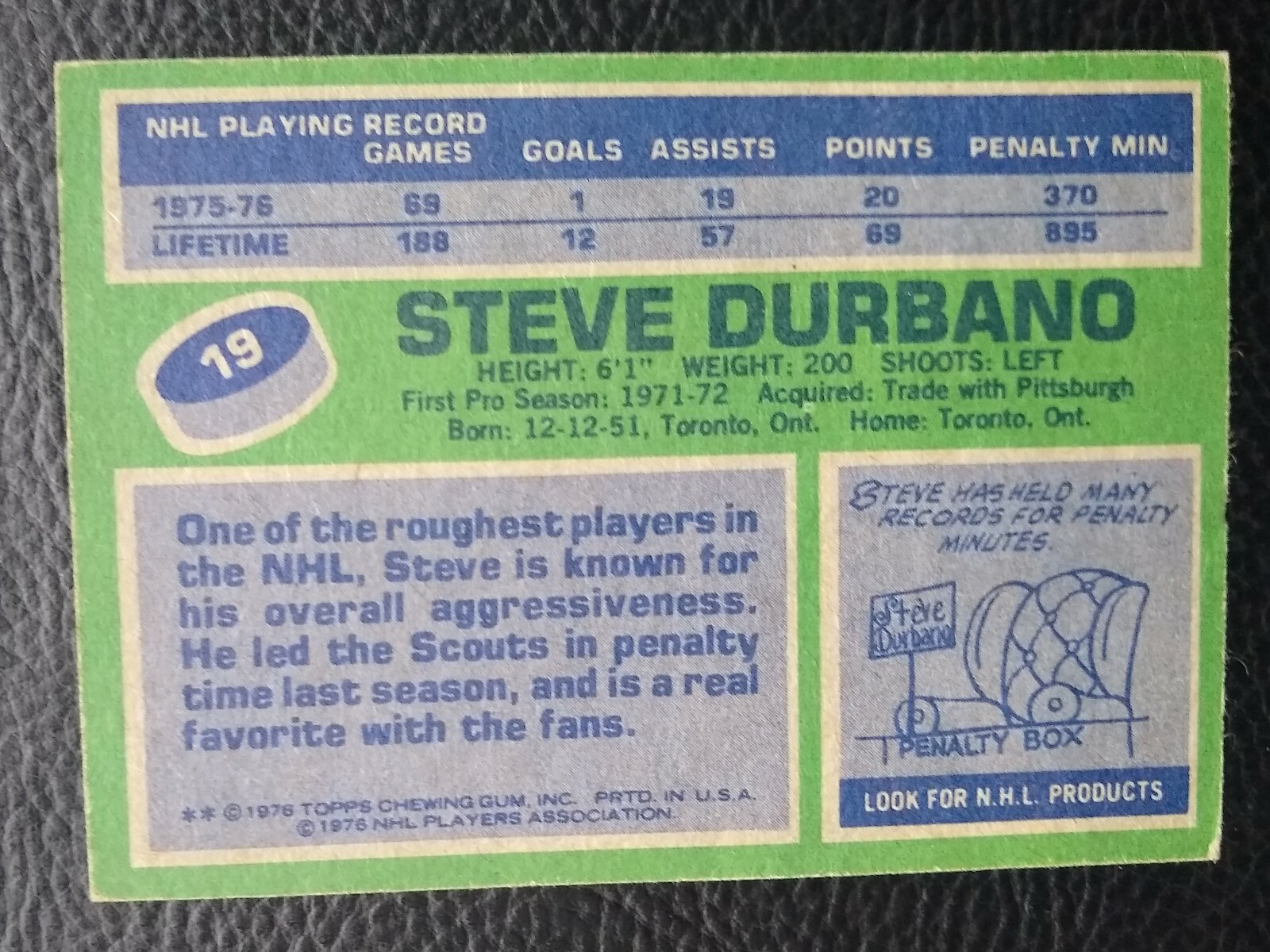 1976 Topps NHL #19 Steve Durbano | eBay