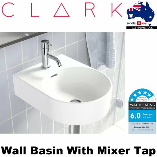 Clark Round Wall Basin 350mm One Taphole with Chrome Round Pin Basin ...