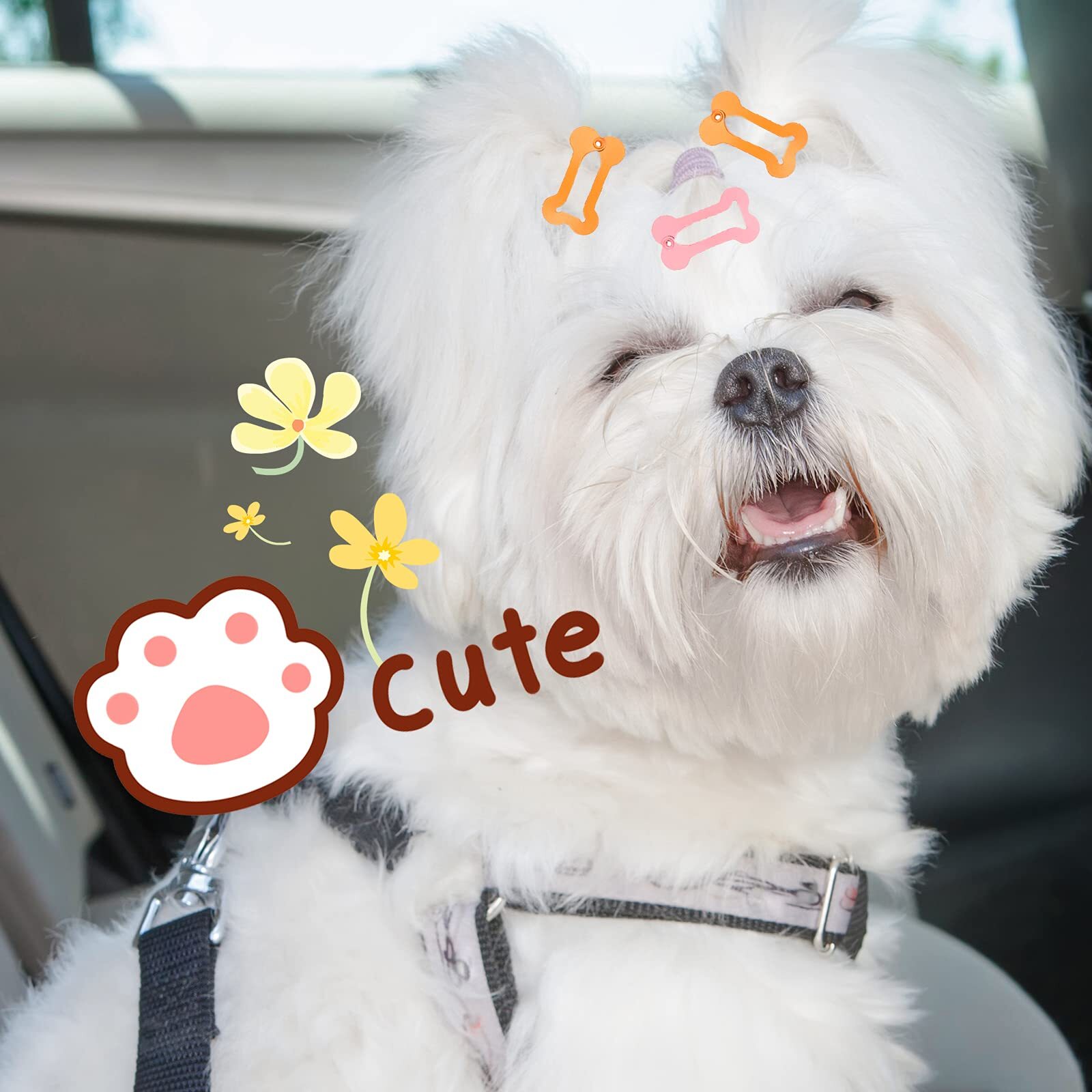 40 Pieces Hair Clips for Dogs Cute 1 Inch Puppy Dog Barrettes Small ...