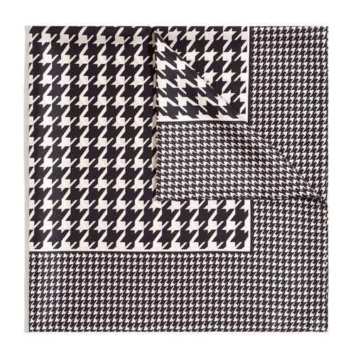 100% silk black and white houndstooth handmade women's large silk scarf ...