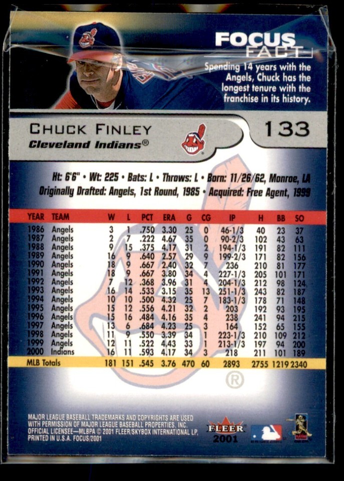 2001 FLEER FOCUS CHUCK FINLEY CLEVELAND INDIANS #133 | eBay