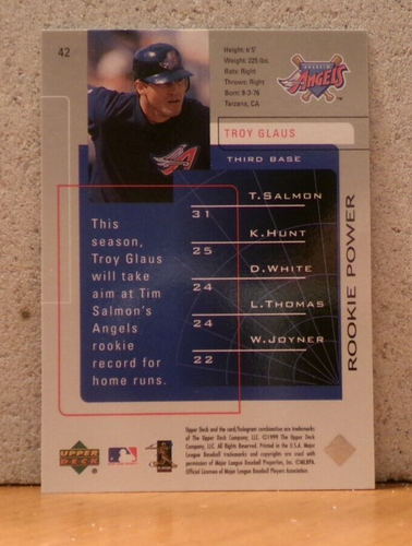 UPPER DECK 1999 ROOKIE POWER BASEBALL CARD ANAHEIM ANGELS TROY GLAUS | eBay