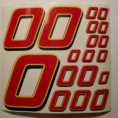 Red w/ yellow & black 0's Racing Numbers Vinyl Decal Sheet 1/10-1/12 ...