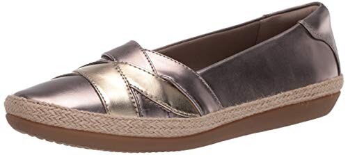 Clarks Danelly Shine Loafer Flat Slip on Sneaker, Pewter, Women Size 6 ...