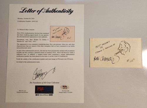 Rube Goldberg Signed Hand Drawn Sketch PSA DNA Autograph Machine ...