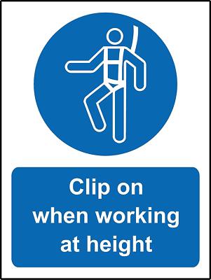 Mandatory signs Clip on when working at height Safety sign | eBay UK