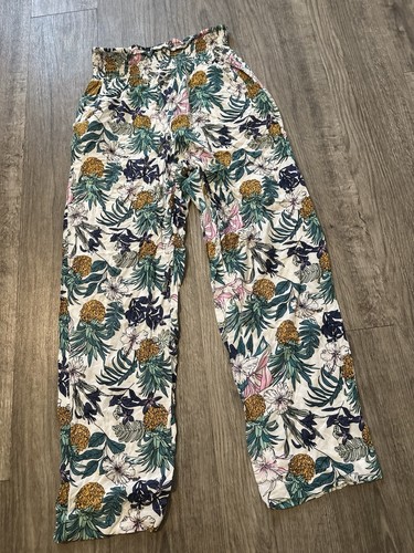 PINEAPPLE PANTS WOMEN CASUAL LOUNGE FLORAL FLOWER SUMMER BEACH LARGE L ...