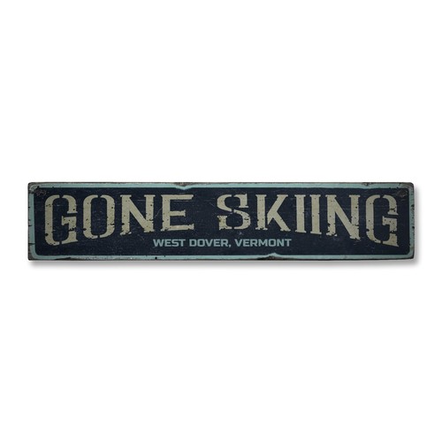 Gone Skiing, Custom Ski Location City - Rustic Distressed Wood Sign | eBay
