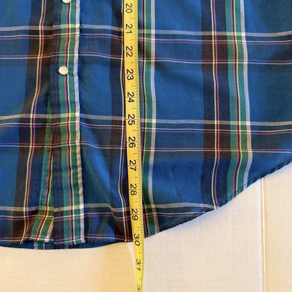 Vintage ELY CATTLEMAN Big & Tall Man Plaid S/S Pearl Snap Shirt Size M ...