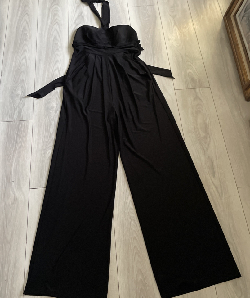 PAPER DOLLS Halter Jumpsuit Womans Sz M Chic Backless Pockets | eBay