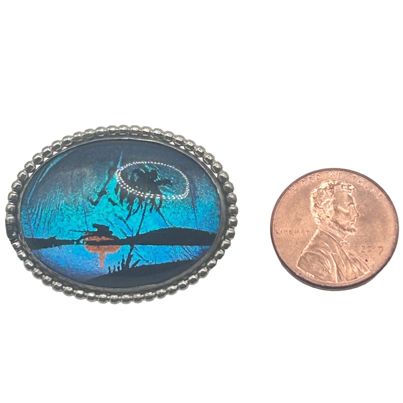 Art Deco 1950s Classic Painted Butterfly Wing Pin - Gem