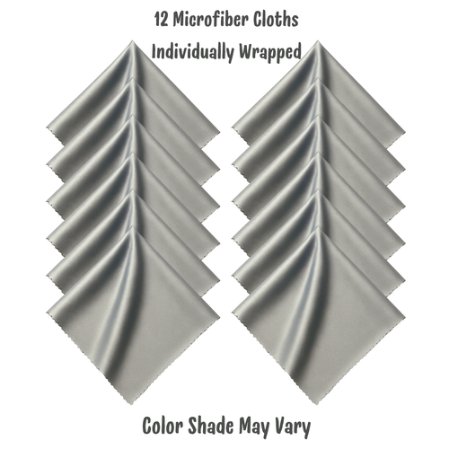 12 Individually Wrapped Gray Microfiber Cleaning Cloths For Glasses ...