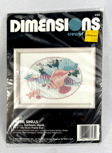 Dimensions Pastel Sea Shells Embroidery Stitch Kit 7x5" Barbara Mock ...