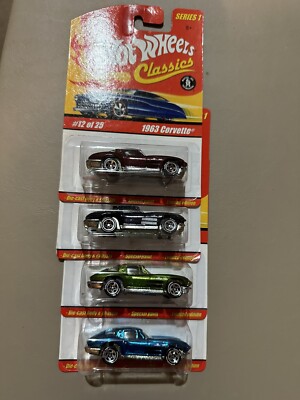 2008 4 SET 1963 Chevy CORVETTE SPLIT WINDOW HOT WHEELS CLASSICS Series ...