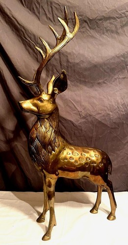Massive 27" Tall Brass 8 Point Stag Figurine | eBay