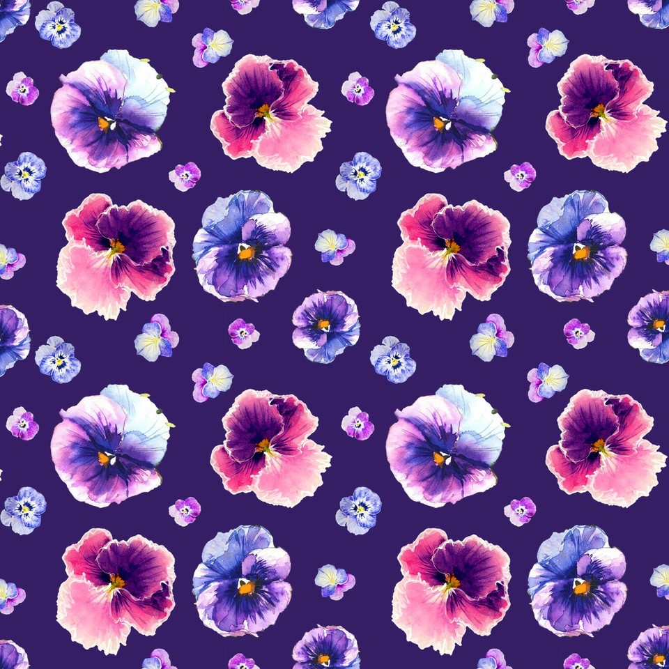 Pretty Pansies Cotton Fabrics by Sykel-100% Cotton Panels and Fabrics ...