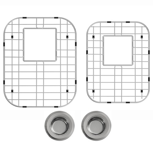 2Pack Stainless Steel Sink Protectors 15.8"x13" Rubber Feet Rear Drain ...