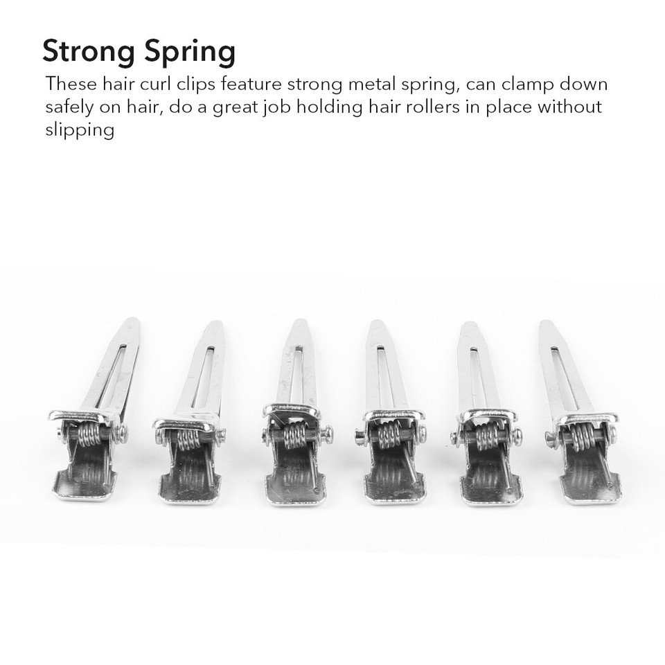 24x No Crease Metal Pin Curl Clips Hair Salon Ladies Silver Single ...