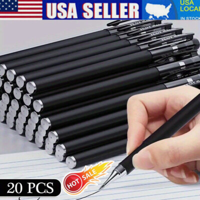 ⚡20PCS Ballpoint Pens-0.5mm Black Smooth Writing School Exam Office Use ...