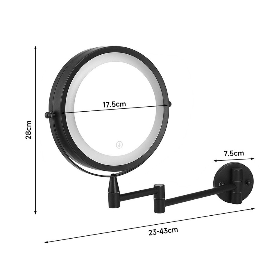Extendable LED Mirror 5X Magnifying Shaving Makeup Mirrors Wall Mounted ...