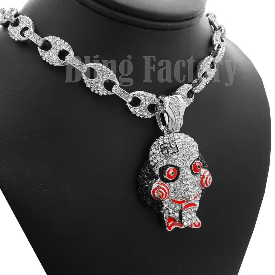 Hip Hop JIGSAW Tekashi69 pendant 18" Full Iced Marina Choker Chain ...