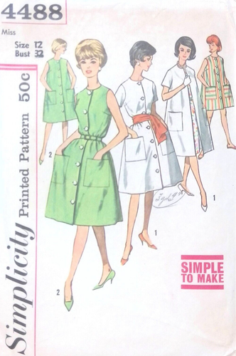 Simplicity Sewing Pattern 4488 Womens Dress Coat Housecoat Size 12 Cut ...