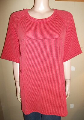BLUMIN PLUS SIZE SHORT SLEEVE RIBBED TUNIC SHIRT BERRY RED 3XL NEW | eBay