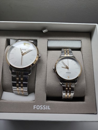 New Fossil His & Her Couple Set Diamond Lux Luther Watch BQ2467SET ...