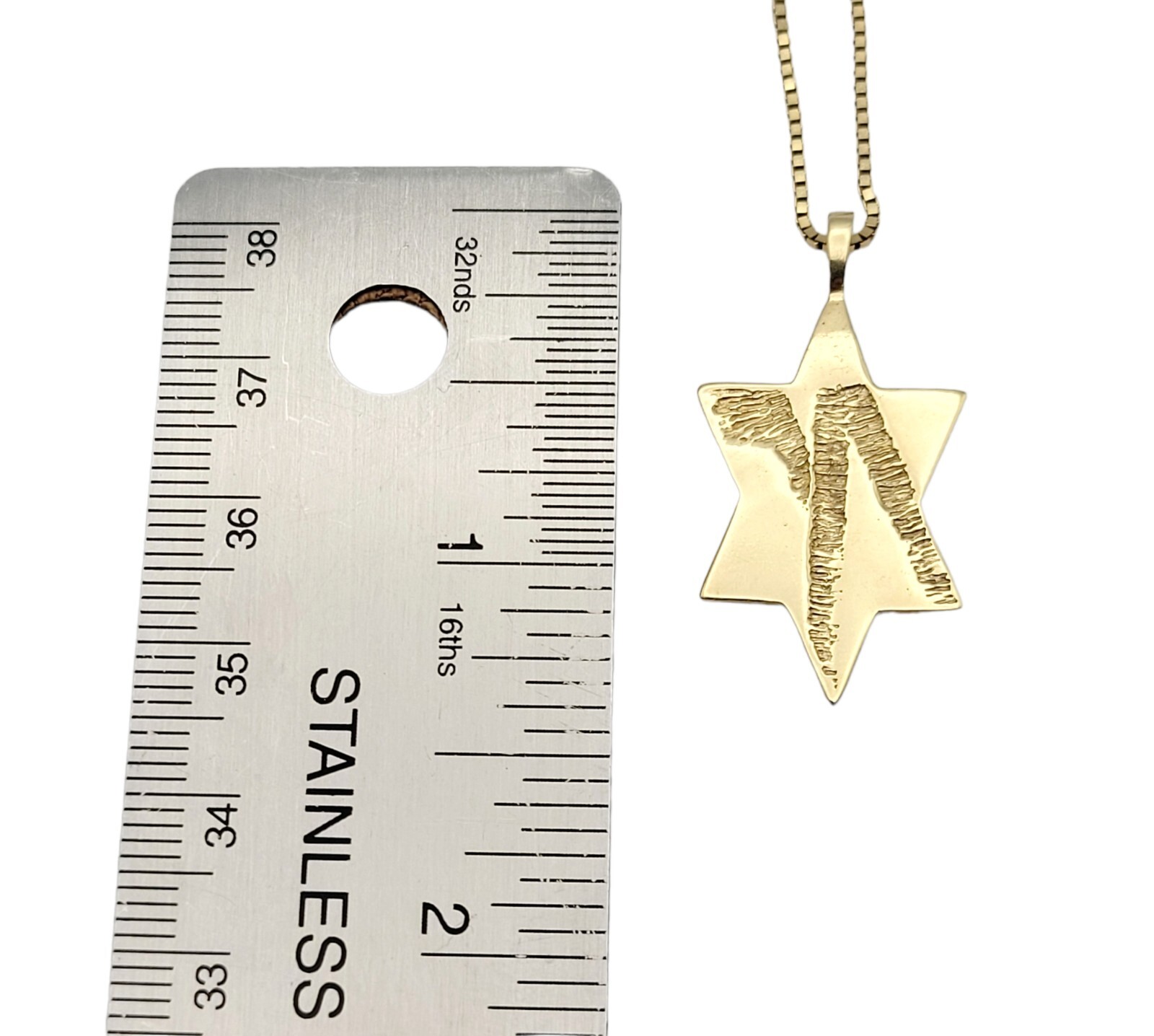 Necklace Six Point Elongated Star of David Box Chain 14K Yellow Gold 14.5" Long | eBay