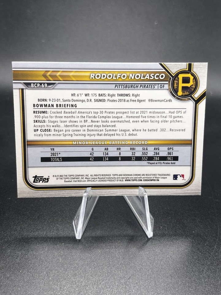 2022 Bowman Chrome Prospects Rodolfo Nolasco Pittsburgh Pirates #BCP-69 ...