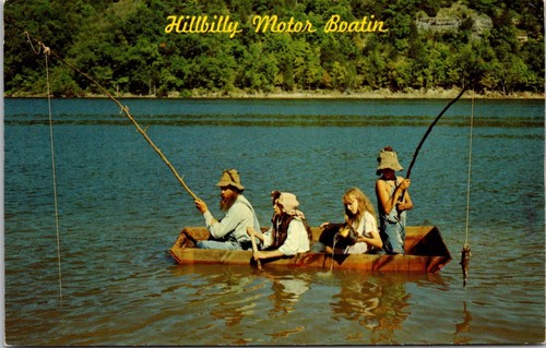 Hillbilly Motor Boating Ozarks Family Fishing Novelty Humor Postcard | eBay