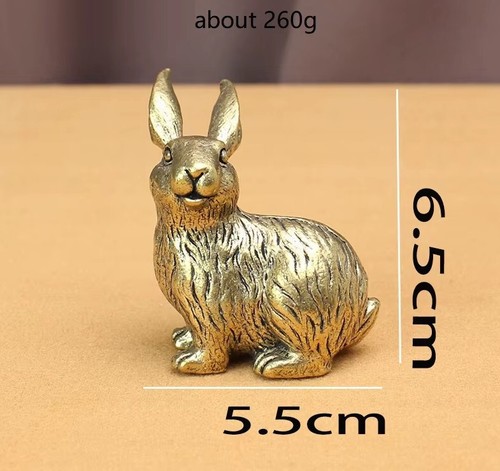 Brass Bunny Rabbit Figurine Small Animal Statue Office Home Decoration ...