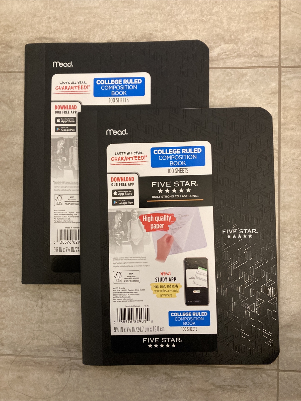 2 MEAD 5 Star College Ruled Comp.NOTEBOOKS 4 Pack Mechanical Pencils ...