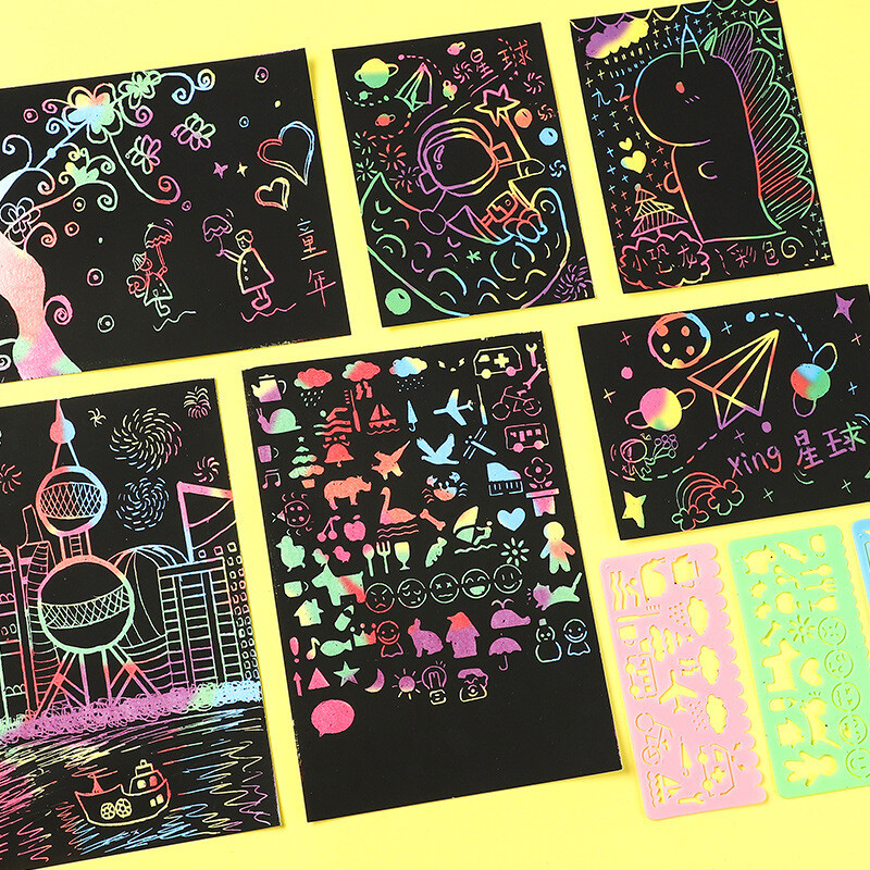 1 Set Rainbow Magic Scratch Off Paper For Kids Arts Scraping Painting ...