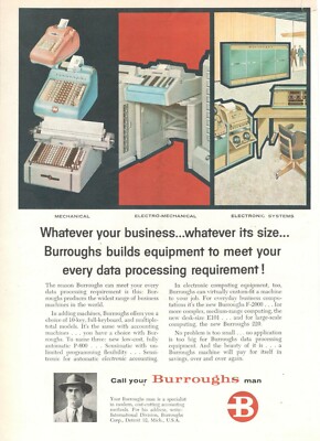 BURROUGHS 220 electronic system electro mechanical Pubblicità 1 pagina ...