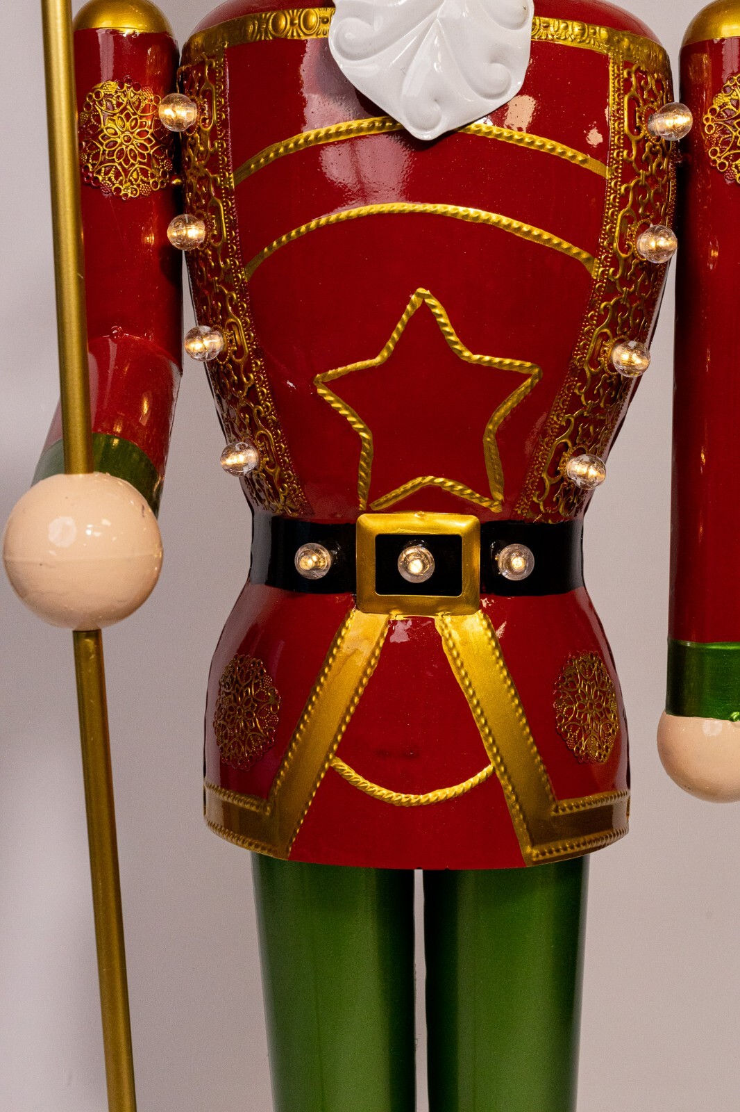 Christmas Large Red & Green 119cm Standing Metal Light Up Nutcracker ...