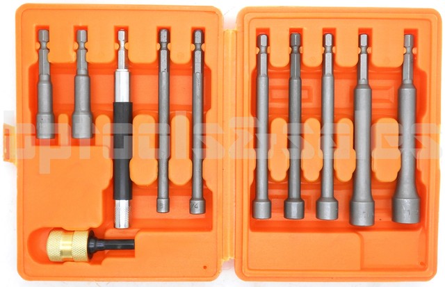 12pc 1/4" Hex Shank Nut Setter Screw Finder Quick Disconnect Coupler ...