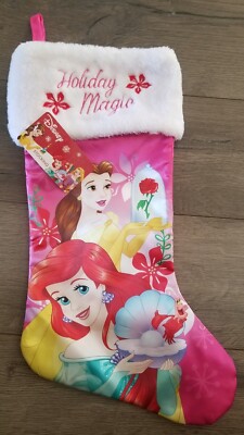 New 20" Disney Princess Christmas Stocking Belle & The Little Mermaid ...