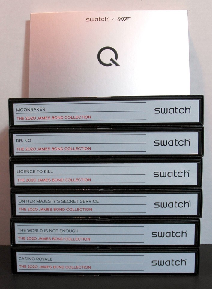 2020 Swatch X 007 Collection 7 James Bond WATCH SET Moonswatch VHS BOX ...