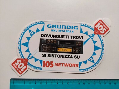 Radio 105 Network Grundig 80s Sticker Autocollant Vintage Original ...