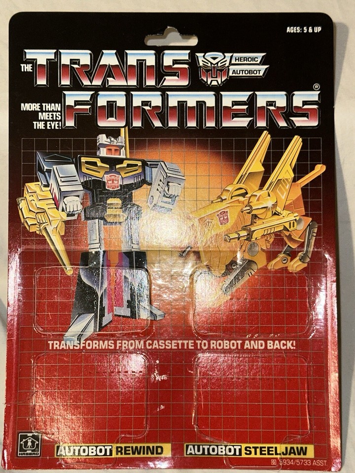 vintage 1985 g1 transformers rewind and steeljaw gold weapons. Complete ...