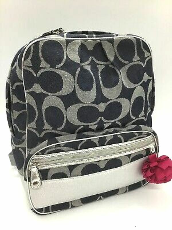 AUTHENTIC Coach Signature Denim Blue Backpack Book Ba… - Gem