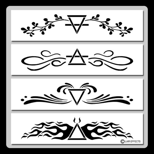 Set of 4-Four Elements Border/Design STENCILS Earth/Air/Water/Fire ...