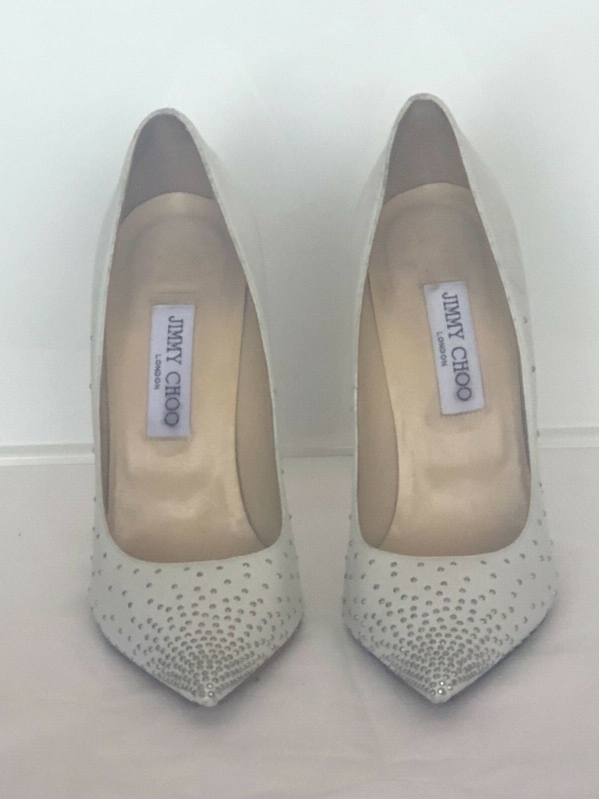 JIMMY CHOO Anouk Heels White Nappa Leather Silver S… - Gem