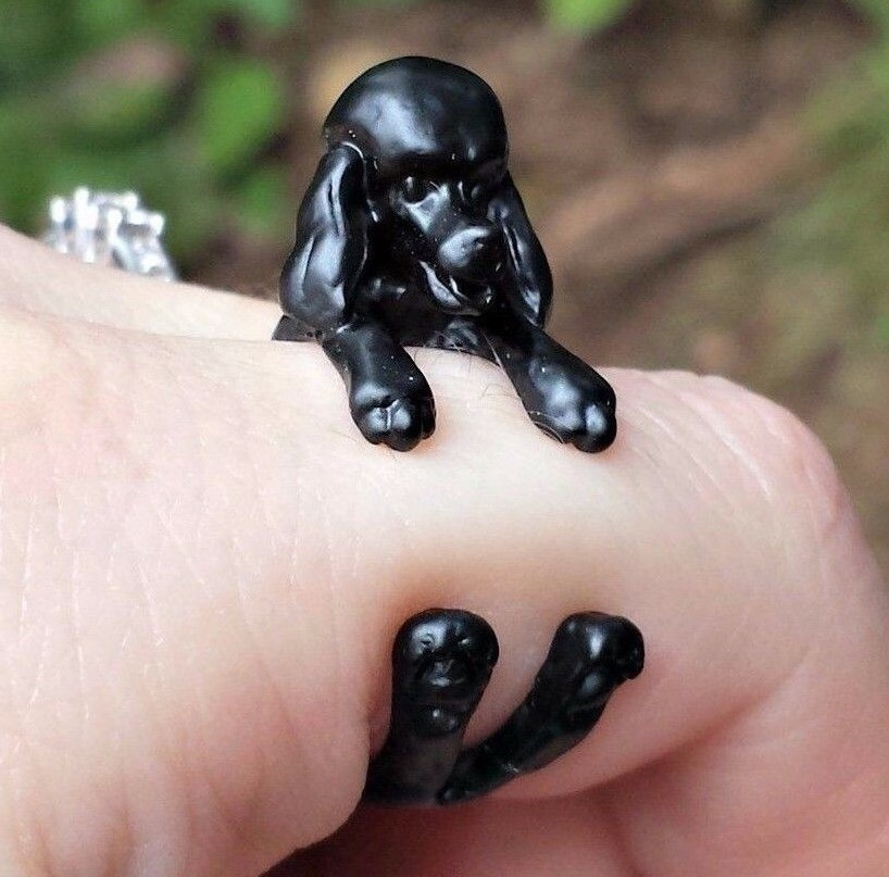 Poodle Ring - Adjustable Wrap Dog Ring - Silver, Black, Gold Animal Pet ...