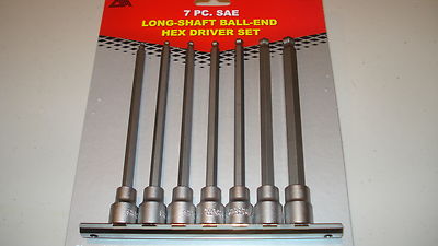7 PC SAE LONG SHAFT BALL END HEX SOCKET SET 6 IN LONG CTA 8520 3/8 IN ...